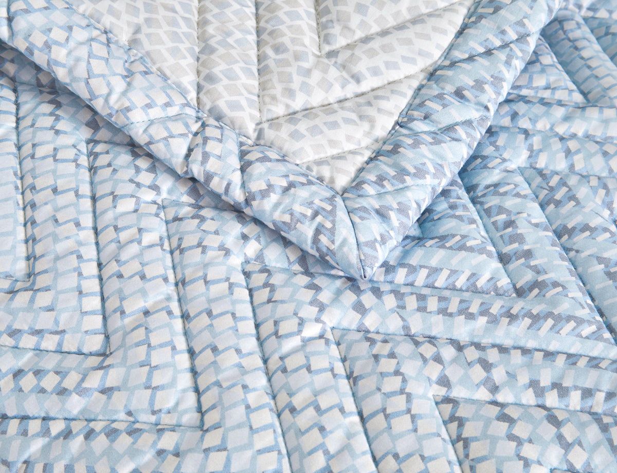 Couvre Lit Matelassé Satin - GRAVITY Bleu Céleste